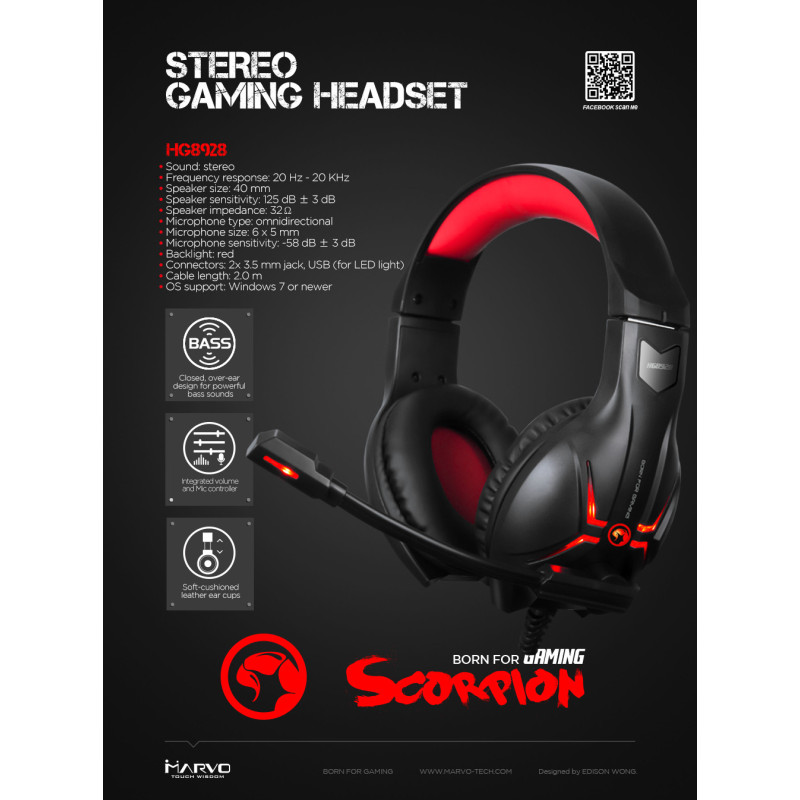 Геймърски слушалки Marvo HG8928