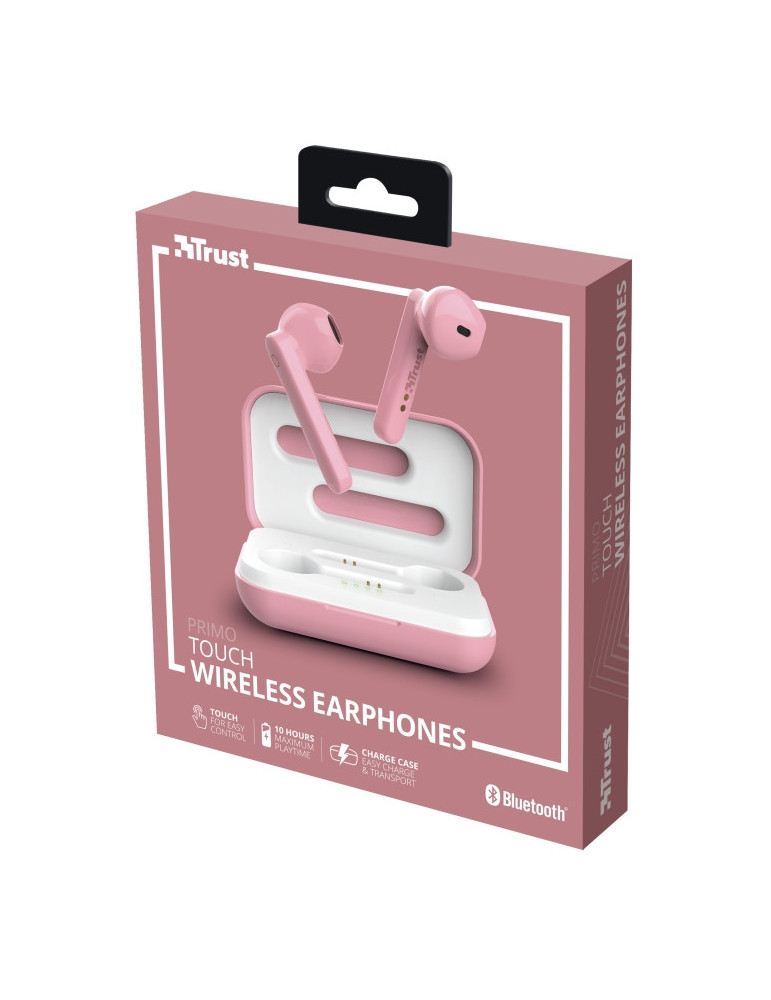 Безжични слушалки Trust Primo Touch Bluetooth Earphones Pink / розов