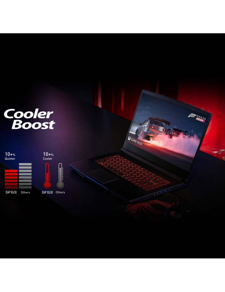Лаптоп MSI Thin GF63 12UC, Intel i7-12650H, 15.6" FHD AG 144Hz IPS, 8GB ...
