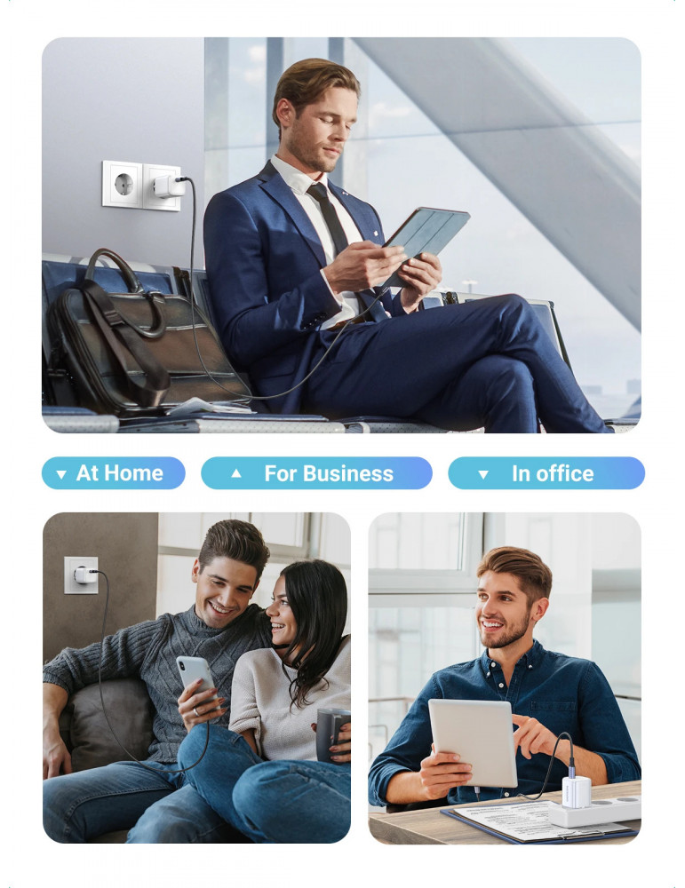 Универсално зарядно за стена Ugreen GaN 30W CD319 White - UGREEN-15326