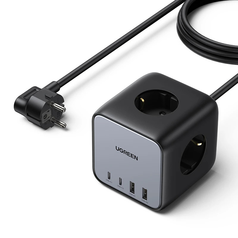 Разклонител Ugreen 60113 Power Strip DigiNest Cube 65W - 3 x Schuko ...