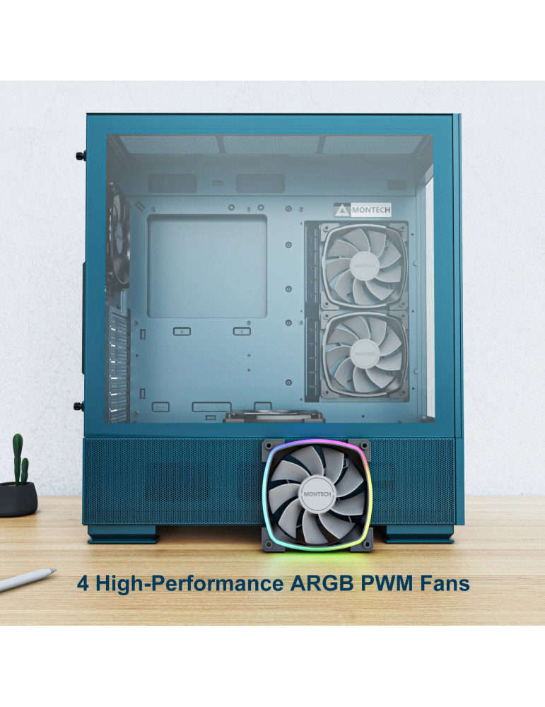 Кутия за компютър Montech SKY TWO, Mid-tower Case, TG, 4x120mm ARGB ...