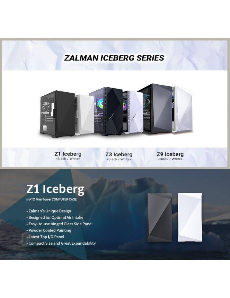 Кутия за компютър Zalman Z1 Iceberg White Gaming Case mATX - ZM-Z1 ...