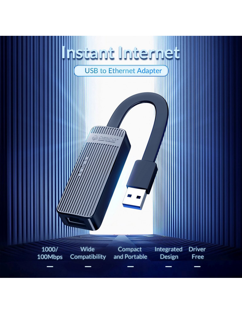 Адаптер Orico USB3.0 to LAN Gigabit 1000Mbps black - UTK-U3