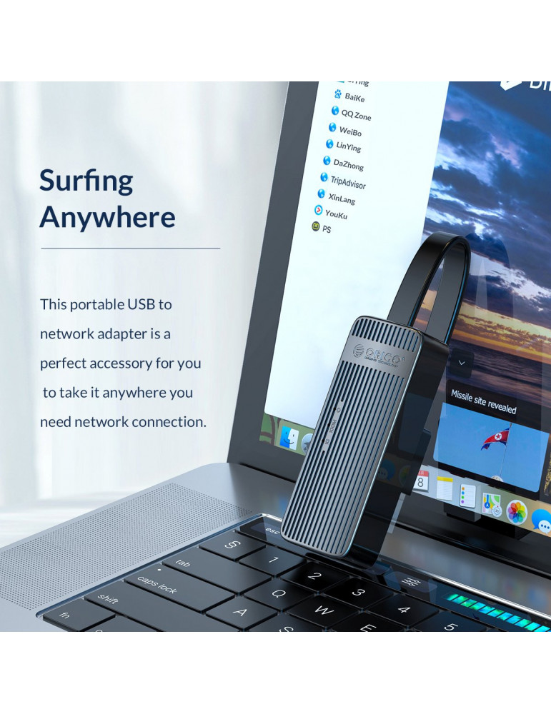 Адаптер Orico USB3.0 to LAN Gigabit 1000Mbps black - UTK-U3