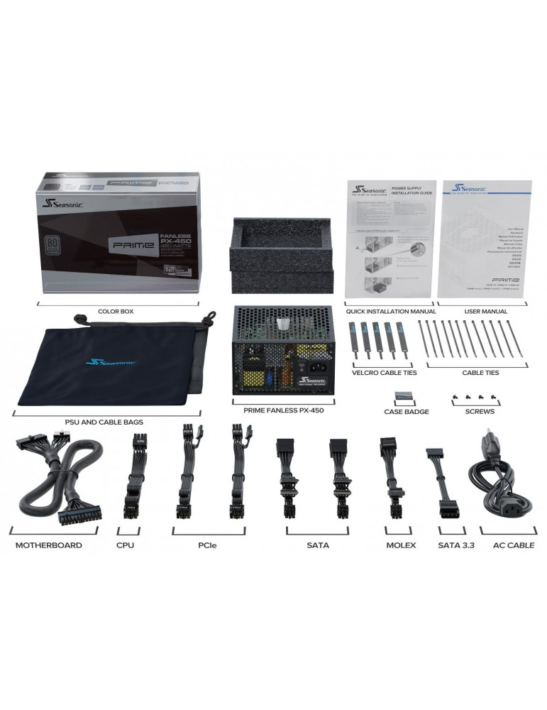 Захранване Seasonic безвентилаторно захранване PSU 450W Fanless - PRIME ...