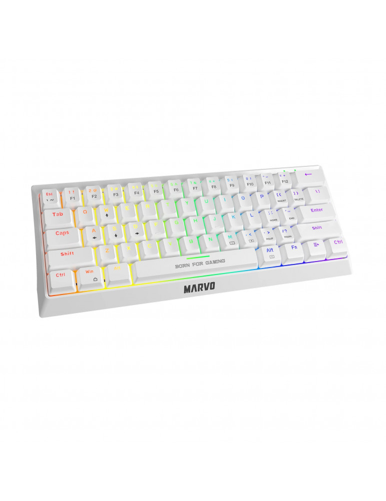 Механична геймърска клавиатура Marvo 61 keys TKL, White - KG962WH ...